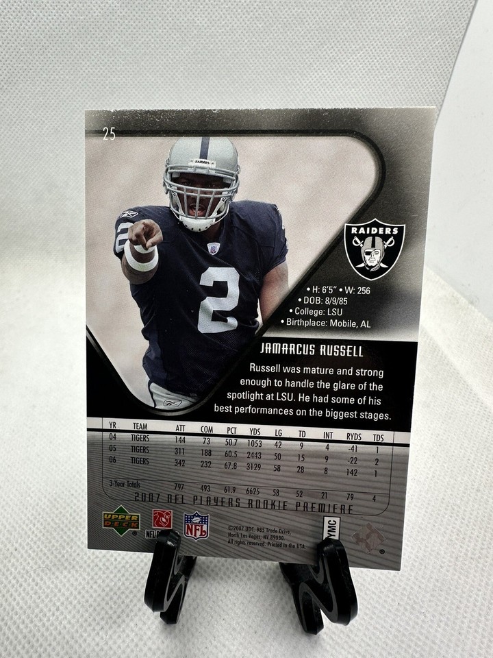 2007 UPPER DECK FOOTBALL ROOKIE PREMIERE MINT #25 JAMARCUS RUSSELL B1-5 ...