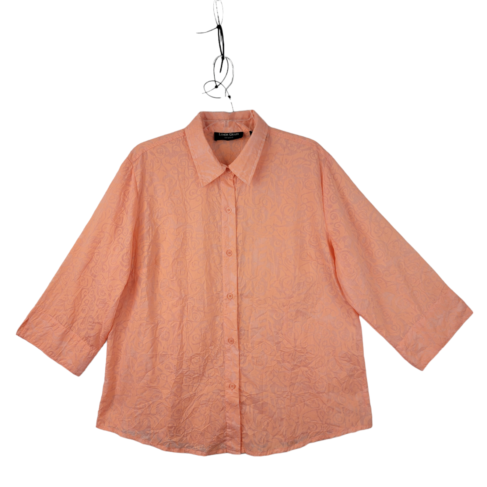 Lemon Grass Studio Womens Orange Floral Button Up Blouse 3/4 Sleeve Size XL | eBay