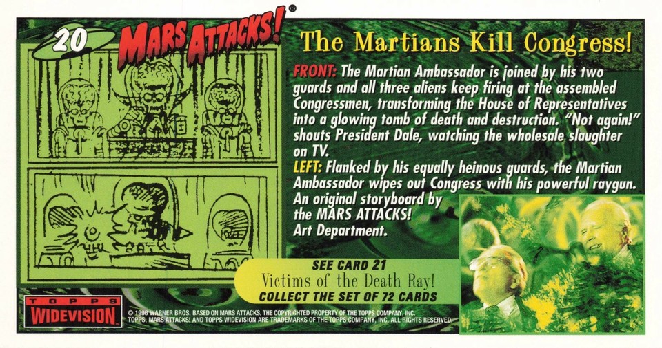 Mars Attacks! 1996 Topps Widevision # 20 The Martians Kill Congress | eBay