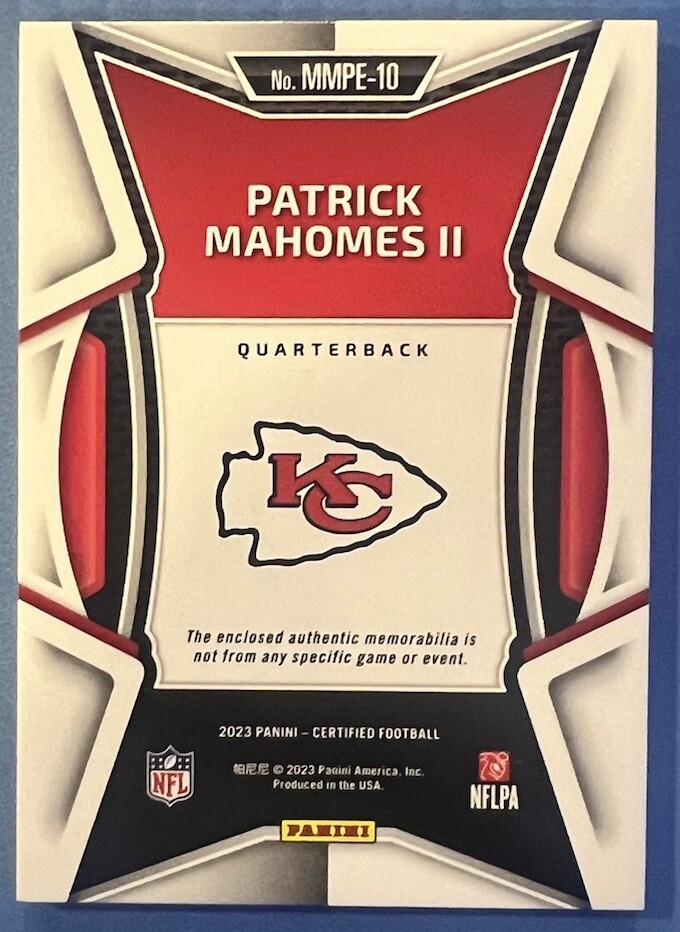 2023 Certified Teal Patrick Mahomes II 2Clr Relic 07/15 Chiefs | eBay