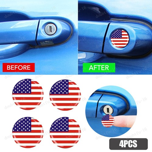 4x 20mm USA Flag Logo Auto Door Lock Keyhole Cover Sticker Protector ...