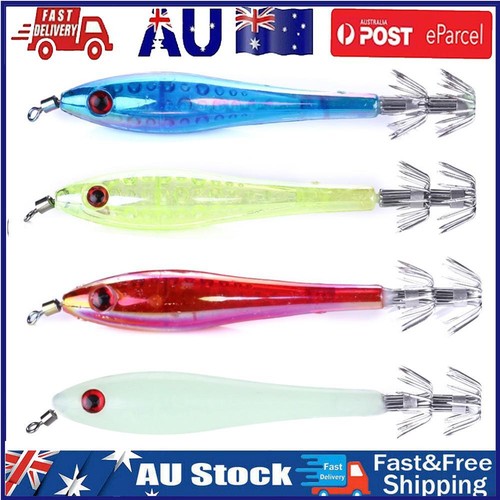 5pcs Artificial Squid Hook Fishing Baits 9.5cm 6g Luminous Lures ...
