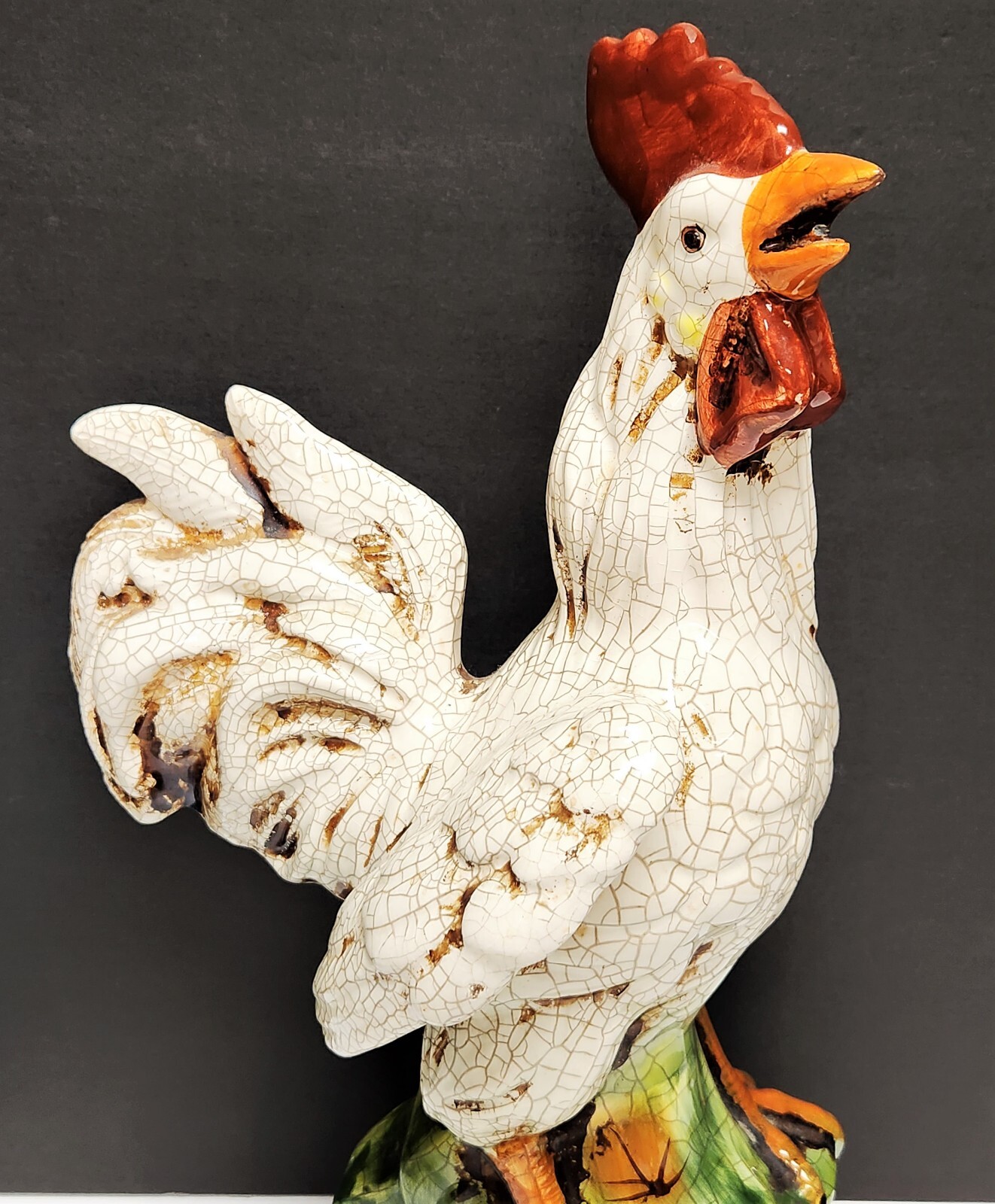 Mark Roberts French Country Farmhouse Porcelain Crackle Rooster Figure ...