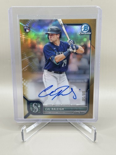 2022 Bowman Chrome Cal Raleigh Rookie Auto Gold Refractor /50 Mariners ...