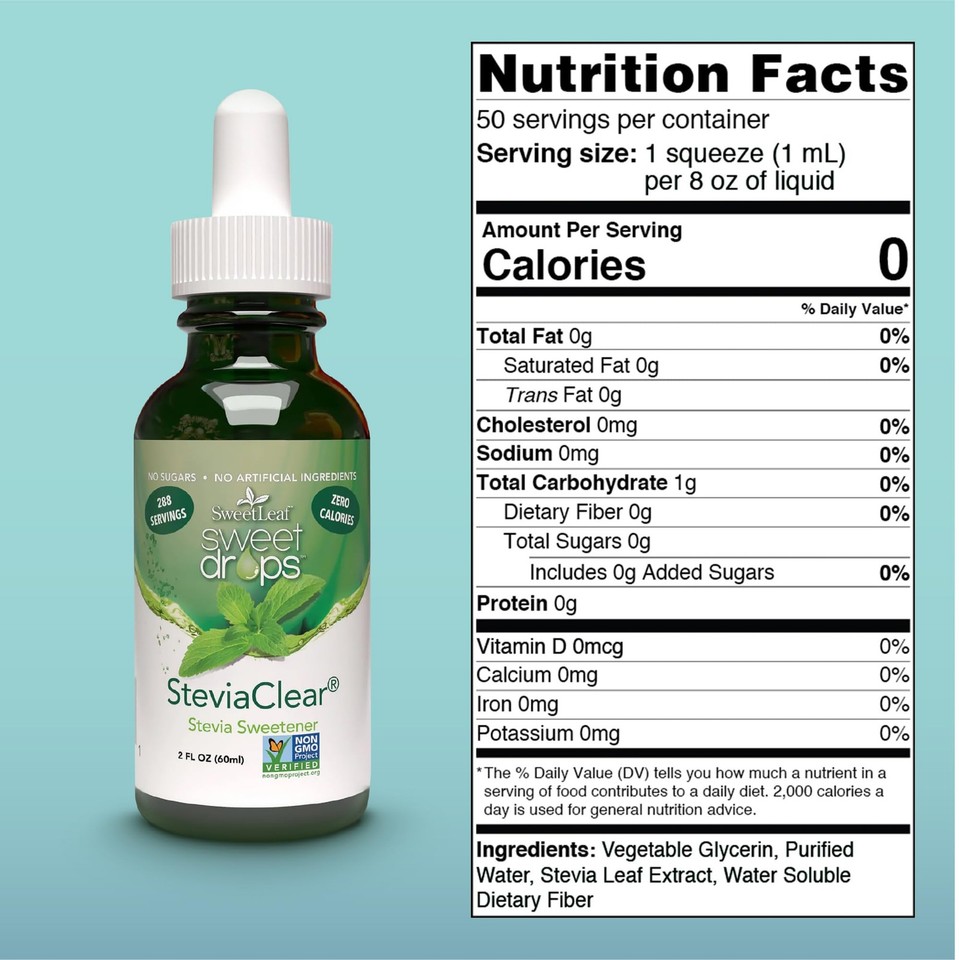 Sweet Drops- Flavored Stevia Liquid Sweetener, Organic Extract, Zero ...