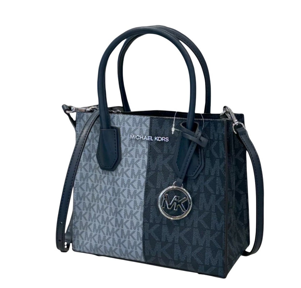 MICHAEL KORS MERCER MD SATCHEL SHOULDER MESSENGER BAG MK NAVY MULTI ...