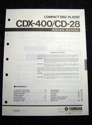 Original Yamaha CDX-400 / CD-28 Service Manual | eBay