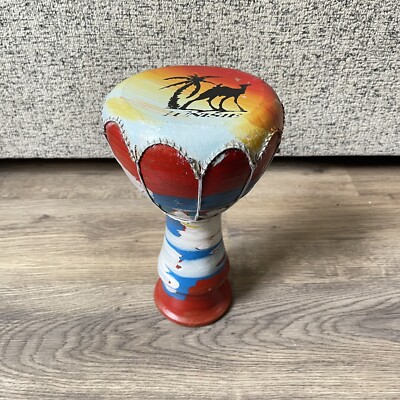 Hand Painted Ceramic BONGO DRUM From Tunisia Camel Design Height 27cm ...