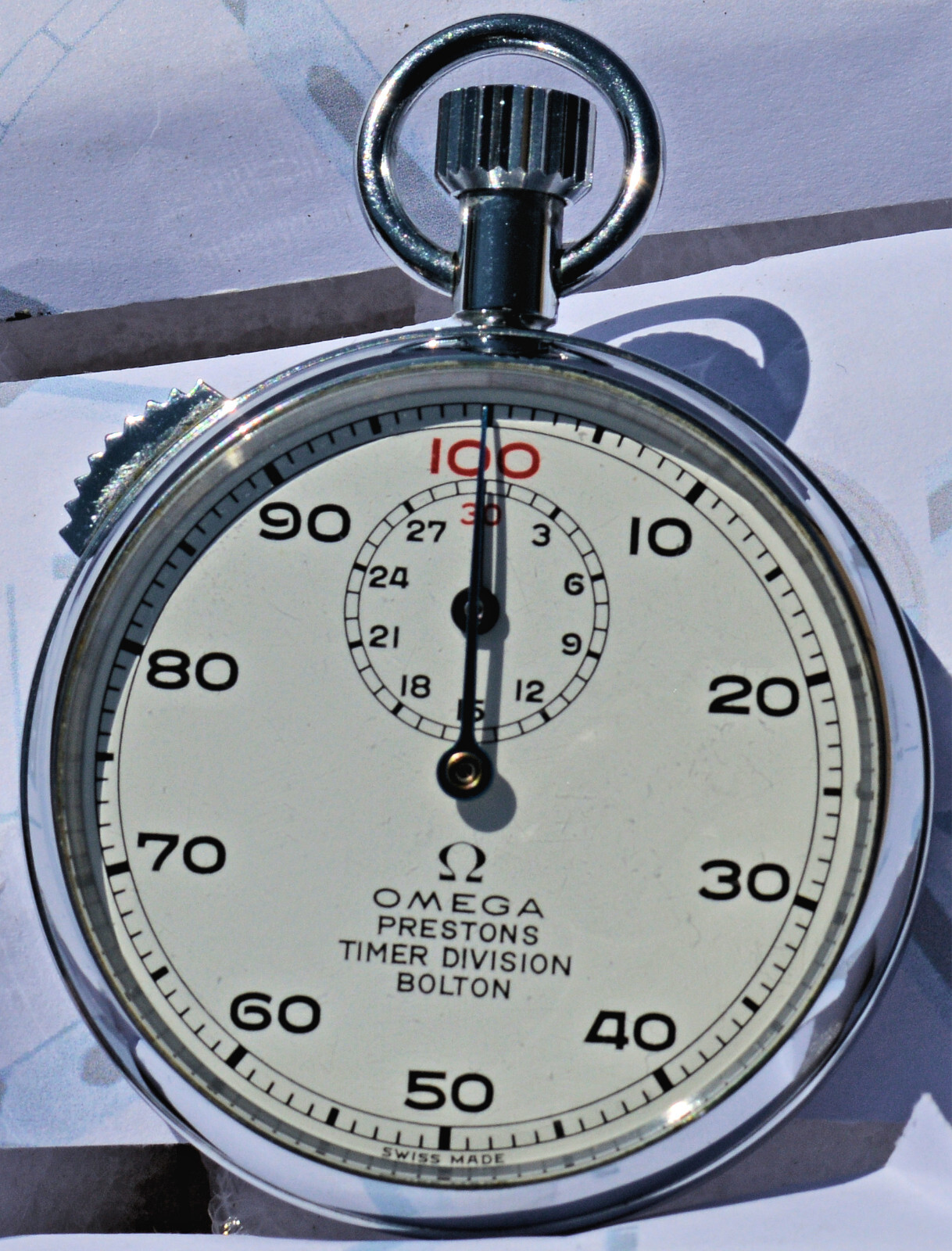 Rare Stopwatch OMEGA Fly Back 1/100 Minute To Sleigh … - Gem