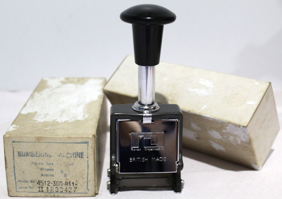 Vintage Office Stationery 6-Digit Auto Numbering Machine Stamp British ...