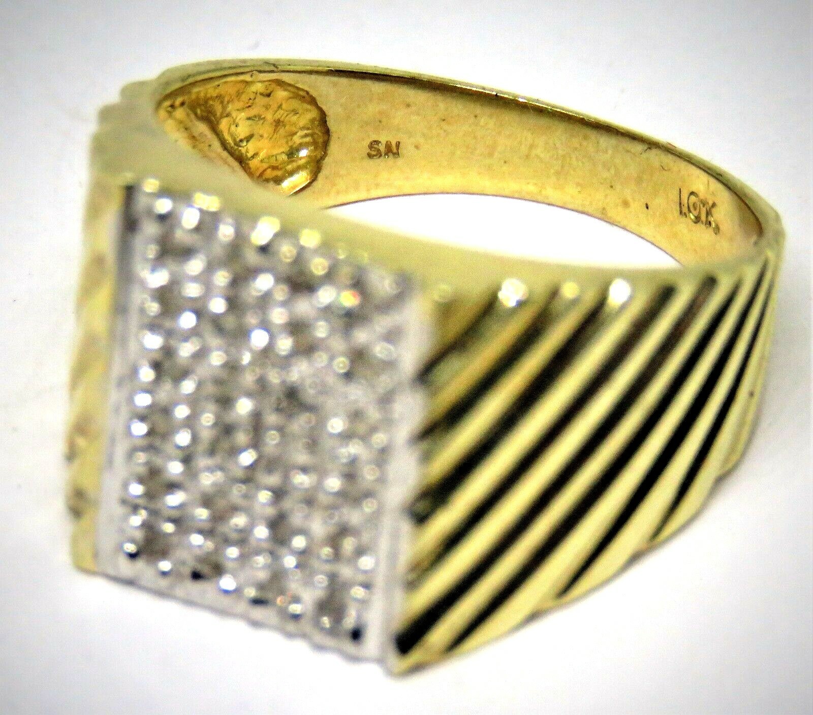 MENS GENUINE DIAMOND Kentucky CLUSTER RING, 10K YELLOW GOLD ,SIZE 10.25 ...