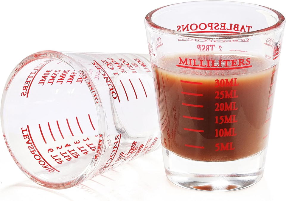 Shot Glass Measuring Cup, 2PCS Measuring Shot Glasses, Thick Base ...