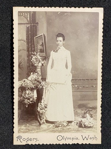 Olympia Washington WA Pretty Woman With Paper Scroll Antique Cabinet ...