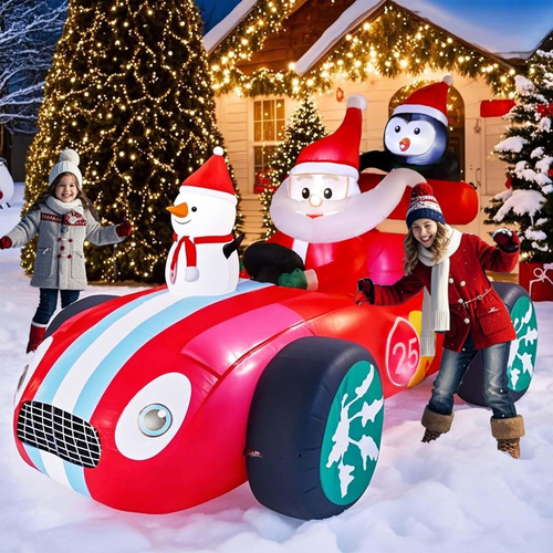 8FT Christmas Inflatables Santa Race Car 2025 NEW LED Outdoor ...