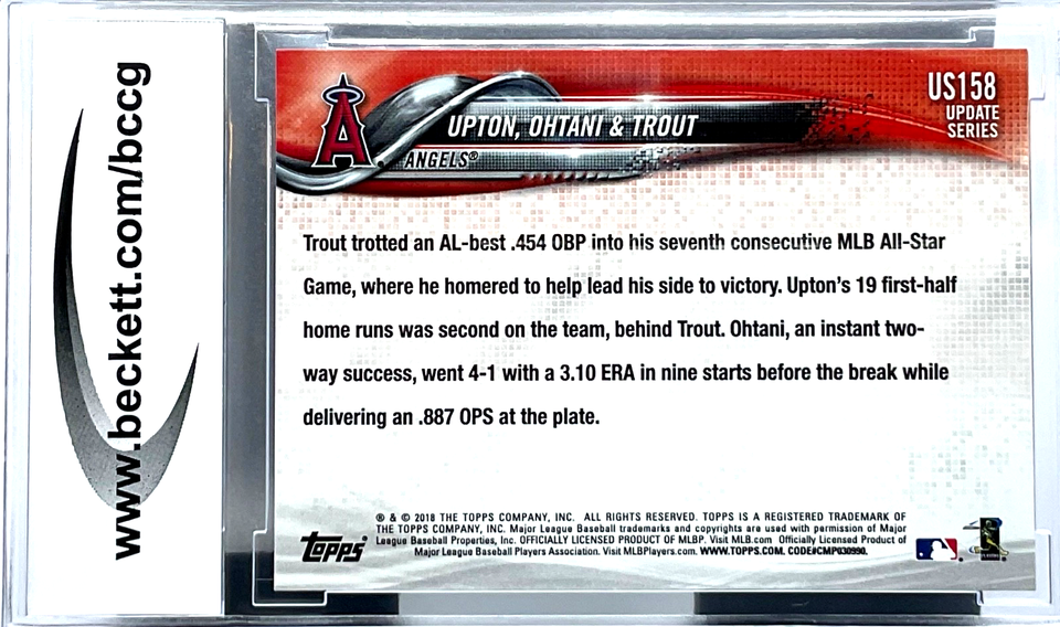 2018 Topps Update Next Stop Stardom Upton/Ohtani/Trout - Graded Beckett ...