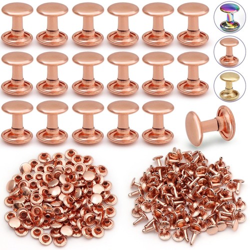 100 Sets Double Cap Rivets for Leather Crafting- 9mm Tubular Fasteners ...