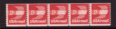 USA 1973 Air Mail coil strip 13c red MNH mint stamps | eBay