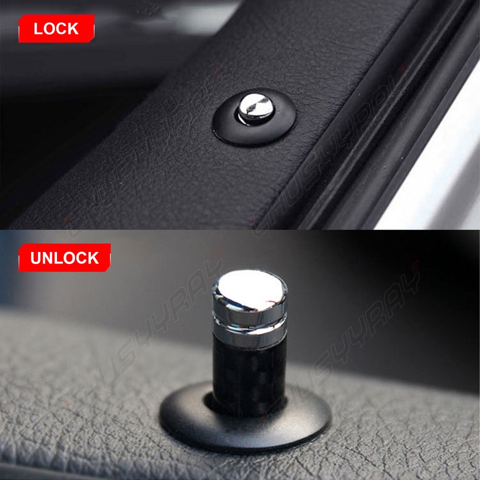 4* for Car Door Lock Knob Pins Carbon fiber Auto Interior Cover Pull ...