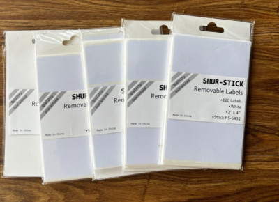 shur- stick labels 2x4 inches 120 labels white 5 set | eBay