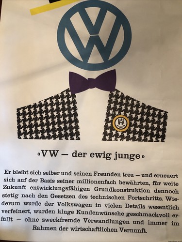 L@@K Rare Vintage Volkswagen Advertising Poster German Artist Looser 60 ...