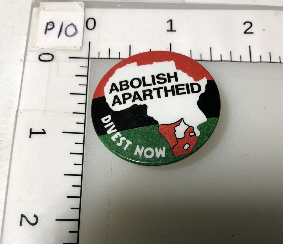 1983 Abolish Apartheid Civil Rights Protest Cause Vintage Button Pin ...