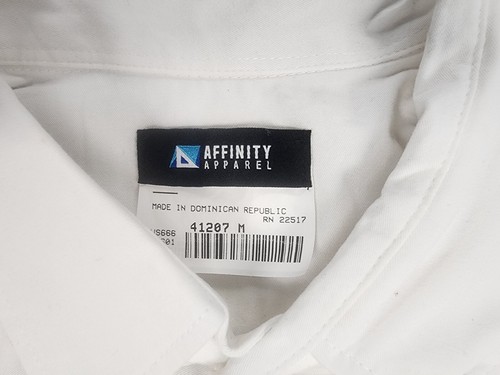 Affinity Apparel Mens size M Dress/Work Shirt Collar Hidden Button Down White | eBay