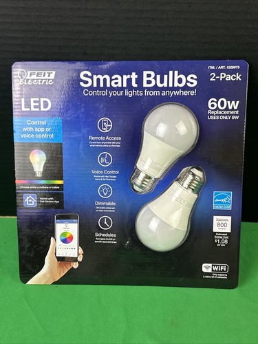 Feit Electric 2 Pack 60W Smart Wi-Fi LED Color Changing Dimmable Light ...