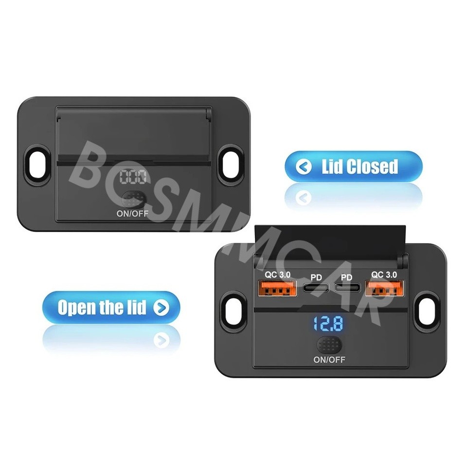 Phone Fast Charger Socket Panel 12V Car Power Outlet LED Voltmeter ...