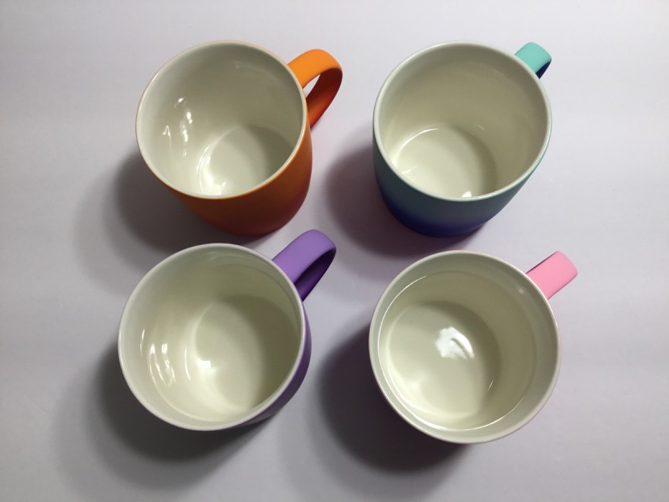 Ceramic Coffee Tea Mugs Cups Two tone fade Matte Four Colors 12oz Set ...