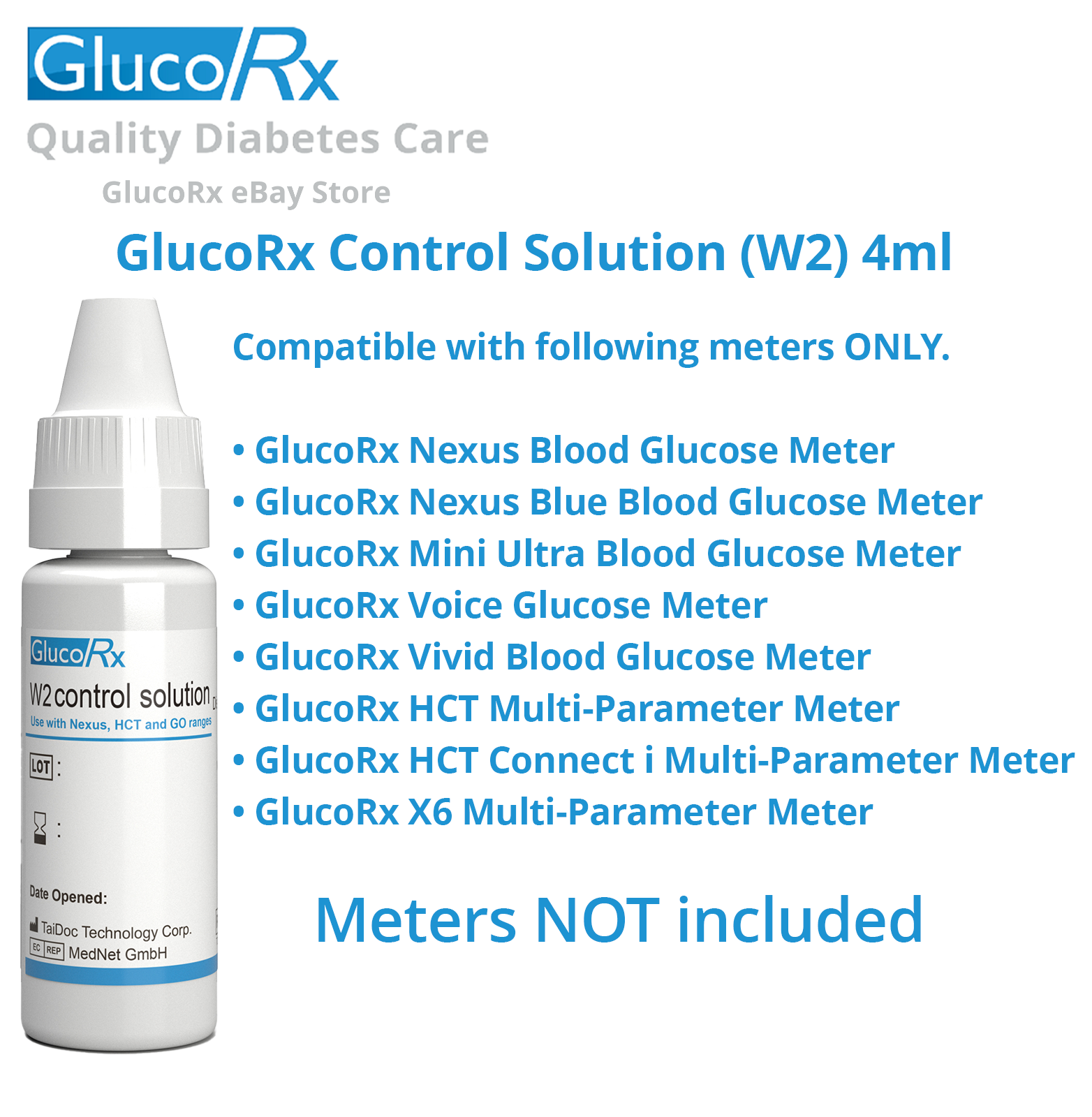 GlucoRx Control Solution (W2) 4ml | eBay UK