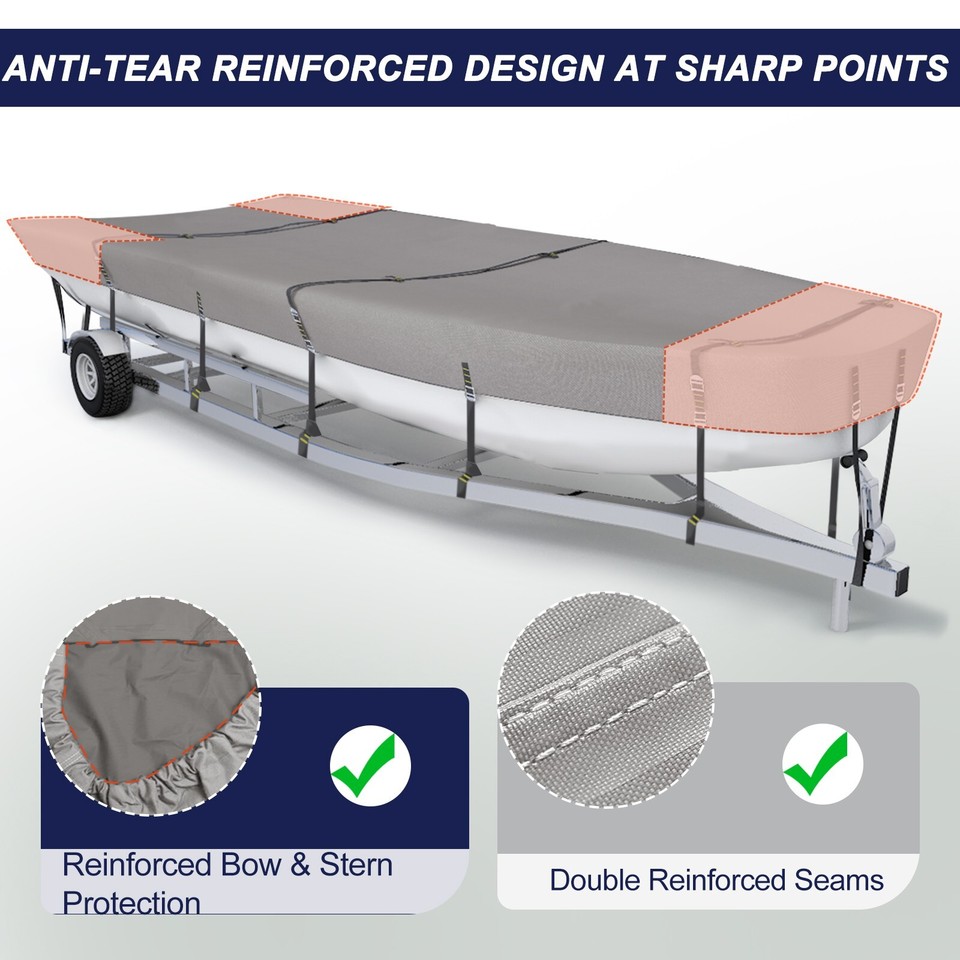 Zanicham Jon Boat Cover, 800D Fade and Tear Resistant Trailerable Jon ...