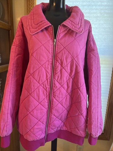 Wild Fable Womens Zip Up Quilted Jacket with Pockets Pink Size 3X Plus ...