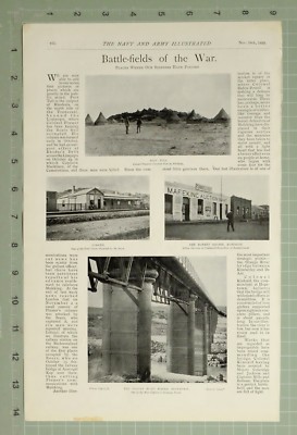 1899 BOER WAR PRINT BATTLEFIELDS OF WAR FORT TULI ORANGE RIVER BRIDGE ...