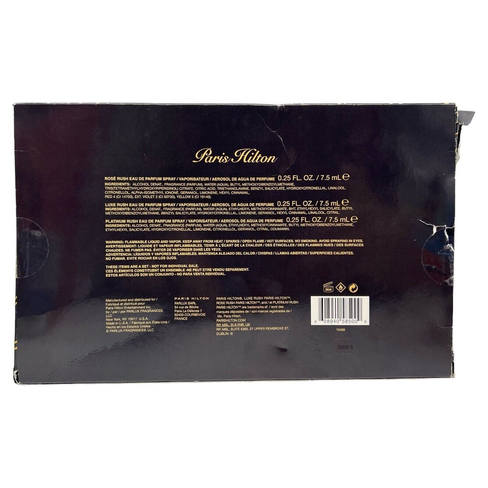 Paris Hilton Luxe Rush Rose Rush Platinum Rush Perfume Set .25 Oz ...