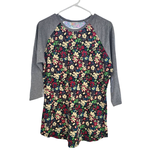 LuLaRoe Tropical Flower Randy with Gray Sleeves - Large | eBay