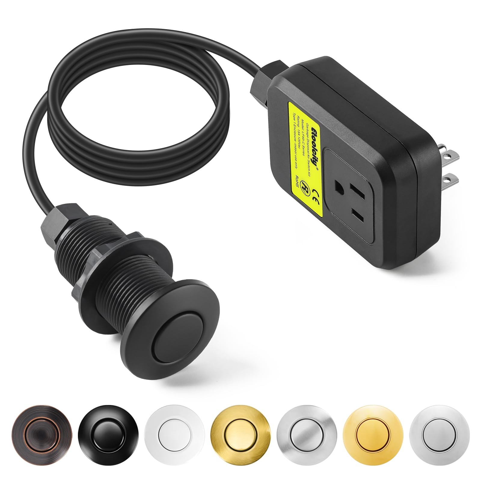 Air Switch Kit for Garbage Disposal Stainless Steel Black On/Off Sink ...