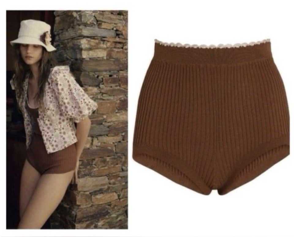 NWT Sandro Ribbed Knit Mini Shorts in Marro Brown Lounge Gear ...