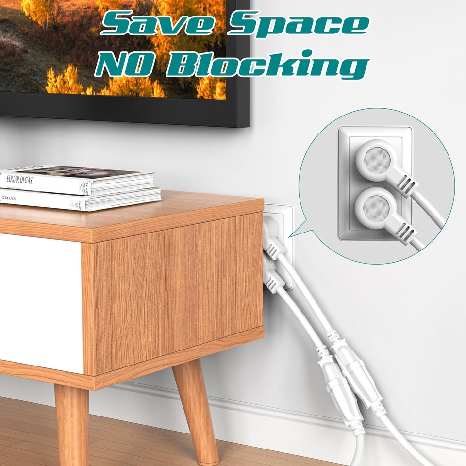 2 Pack Power Extension Cord 1FT/12Inch, 3 Prong Electric Extension ...