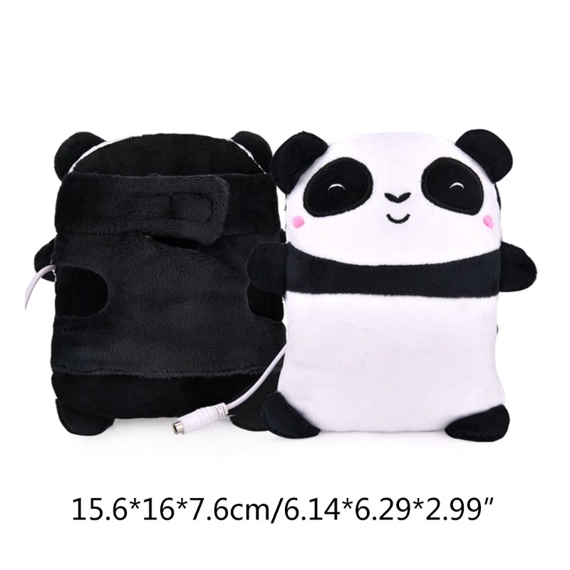 Cartoon Panda USB Electric Heated Gloves Fingerless Winter Heating Hand ...