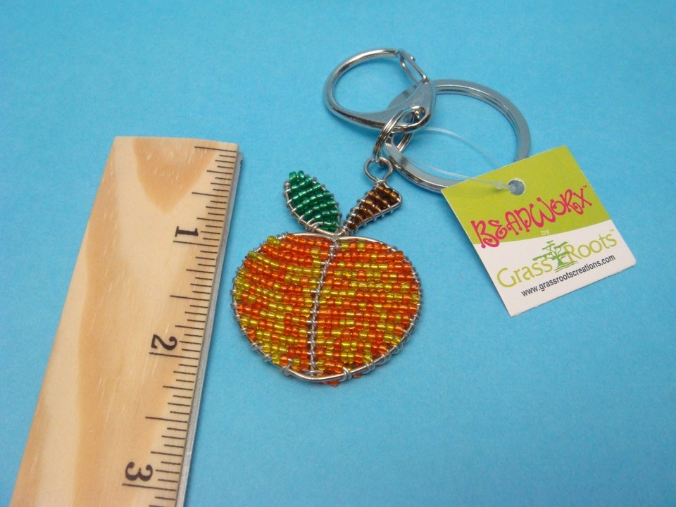 Georgia Peach Charm Key Chain Ring by Beadworx Purse Pendant Fashion ...