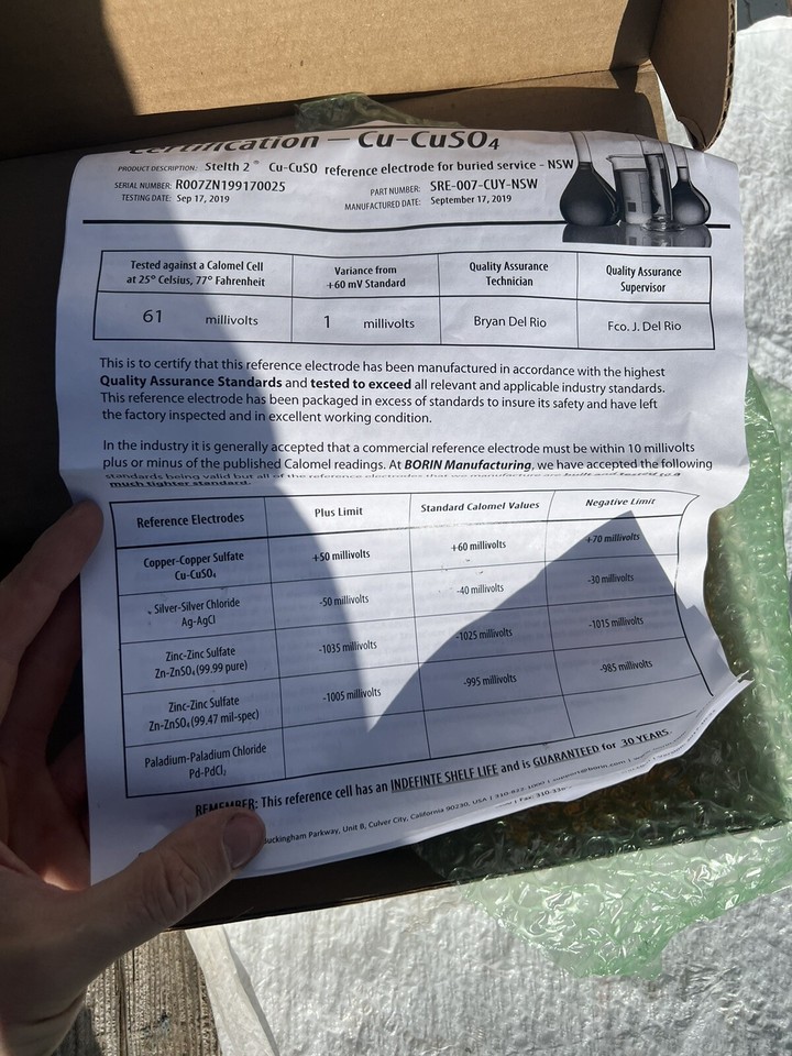 borin Manufacturing stelth 2 sre 007 cuy nsw Reference electrode New In ...