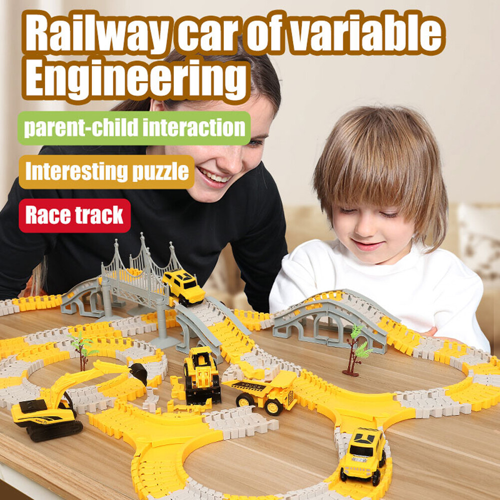 Assembled Race Rail Track Interactive Construction Car Toy Kit for Kids ...