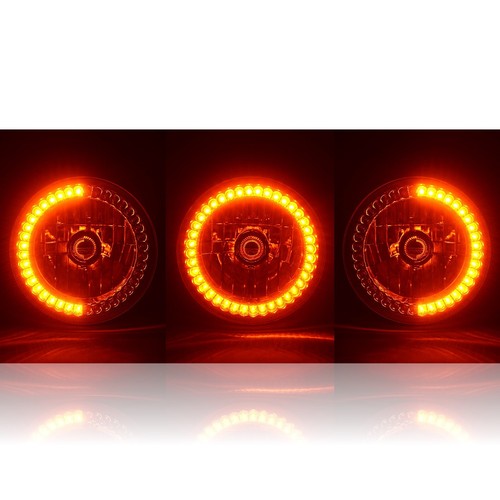 7" Amber LED Angel Eye Ring Motorcycle Halo Headlight Blinker Turn ...