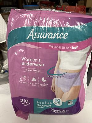 EQUATE Women's 2XL Assurance Underwear 19 Pieces Brand New max ...