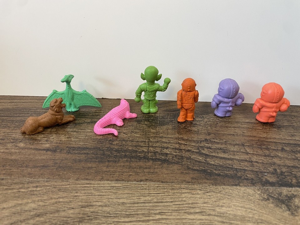Lot Of 7 Vintage Diener Rubber Eraser Figures Robot Alligator Monster ...