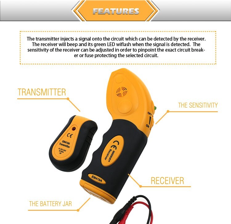 AC 100-120V Non-Contact Circuit Breaker Finder,Miniature Circuit Tracer ...