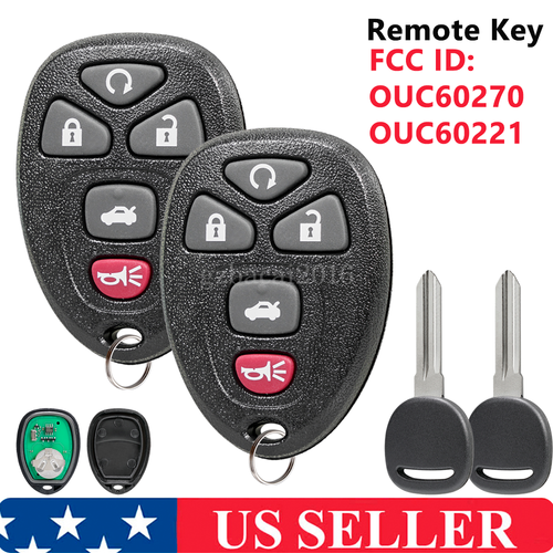2 Replacement For 2006 - 2016 Chevrolet Impala 5B Remote Fob OUC60270 ...