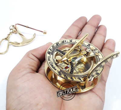 Vintage Beautiful Collectible Marine Compass W/Sundial Clock Bras Sun ...