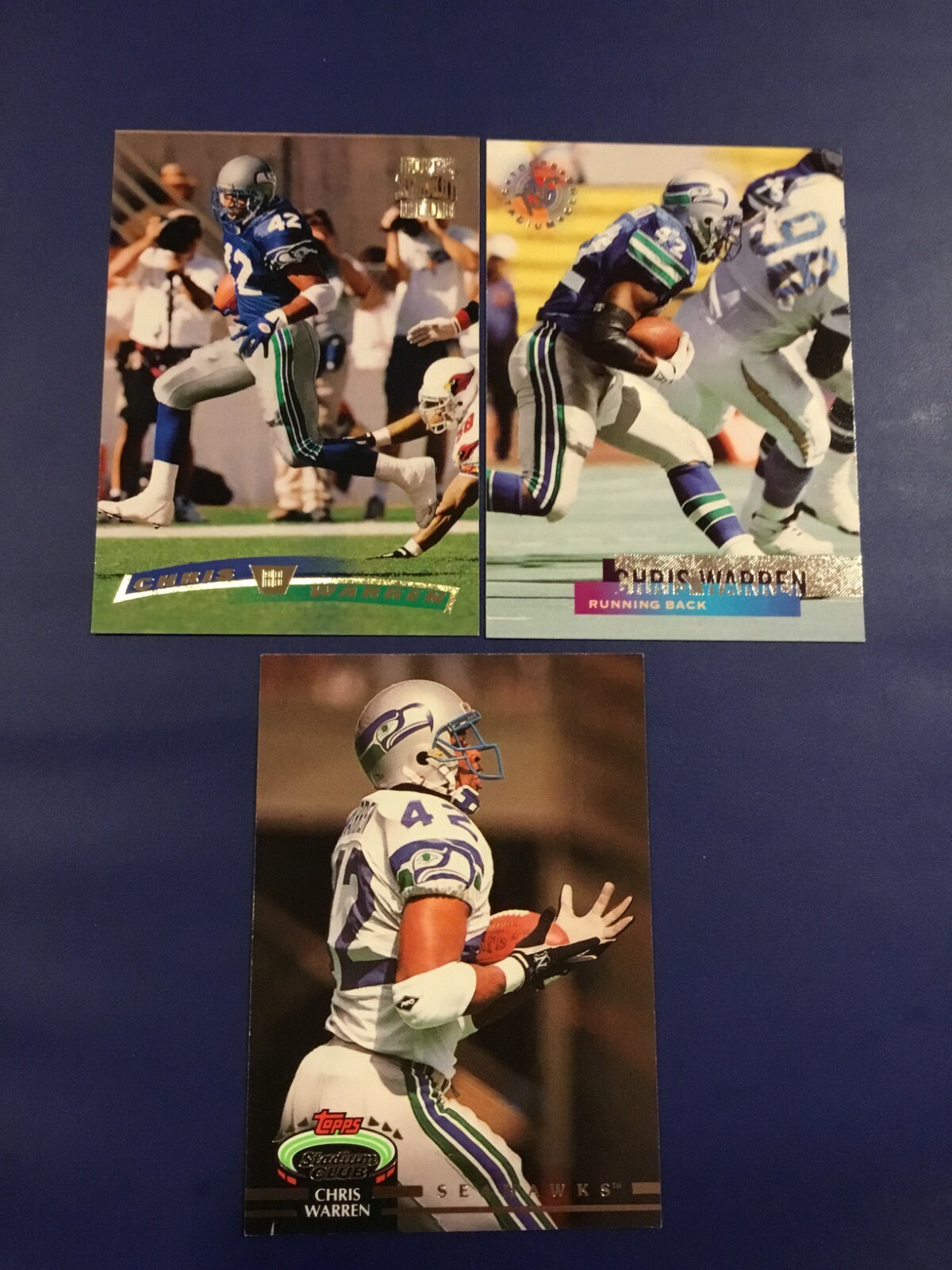 1992 1995 1996 Topps Stadium Club #75 #230 #425 CHRIS WARREN Seattle ...