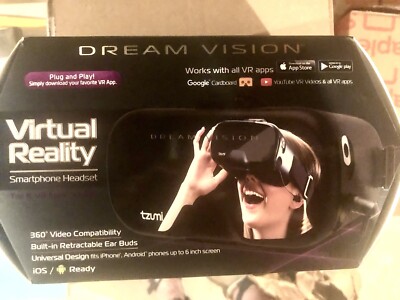 Tzumi Dream Vision Virtual Reality Smartphone Headset Goggles Ear Buds ...